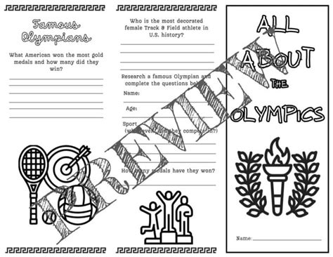 Olympics Brochure Low Prep Research Skills Worksheet Printable Tpt