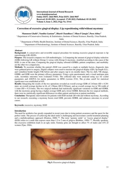 PDF Correction Of Excessive Gingival Display Lip Repositioning With
