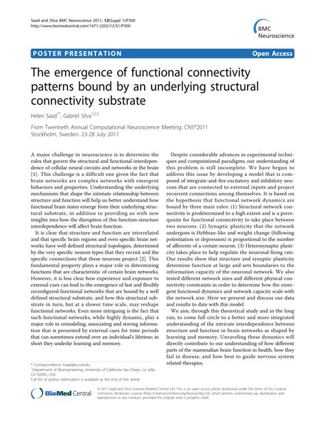 Pdf The Emergence Of Functional Connectivity Patterns Bound By An Underlying Structural