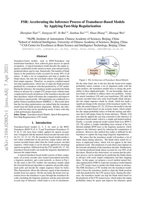 Pdf Fsr Accelerating The Inference Process Of Transducer Based