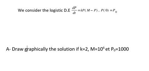 Solved Dp We Consider The Logistic D E Kp M P P 0 P