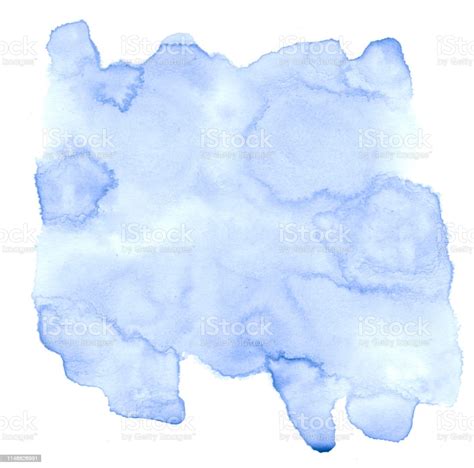 텍스트 디자인에 대 한 흰색 배경에 블루 파스텔 수채화 손으로 그린 고립 된 세척 얼룩 벽지 라벨 브러쉬에 의해 만들어진 추상적 인 질감 0명에 대한 스톡 사진 및 기타