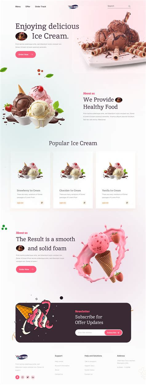Ice Cream Website Design Behance