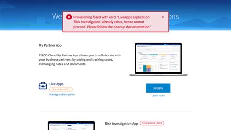 tibco labs cloud starters clean up steps for re provisioning