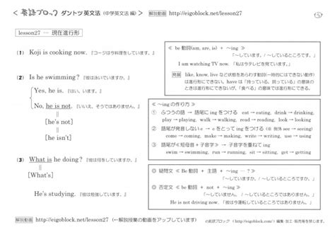lesson27 … 現在進行形 英語を 無料で 学べる 『英語ブロック』