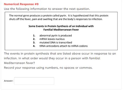 Solved Numerical Response 9Use The Following Information To Chegg Com