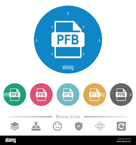 Pfb File Format Flat White Icons On Round Color Backgrounds 6 Bonus