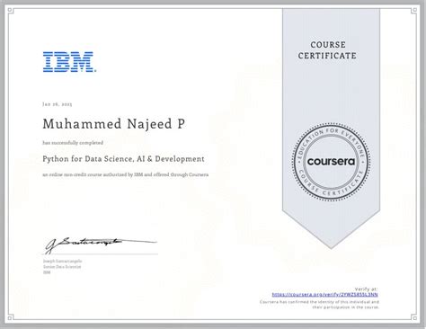 Muhammed Najeed P On Linkedin Ibm Python Datascience Ai Coursera