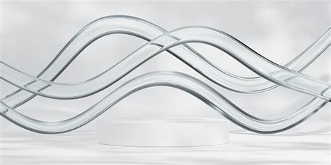 3d 흰색 연단 또는 포장 프레젠테이션 및 화장품을 위한 무대 추상적인 액체 곡선 유리와 그림자 배경이 있는 모형 제품 장면