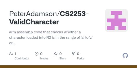 GitHub PeterAdamson CS2253 ValidCharacter Arm Assembly Code That