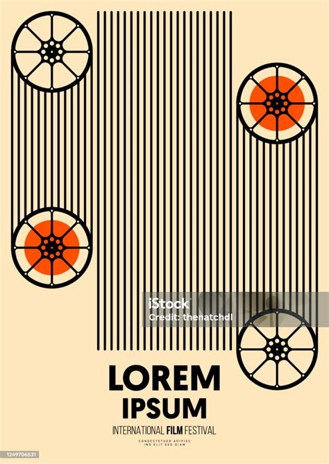 필름 릴과 스트라이프 라인이 있는 영화 및 영화 포스터 디자인 템플릿 배경 0명에 대한 스톡 벡터 아트 및 기타 이미지 0명 Film Festival