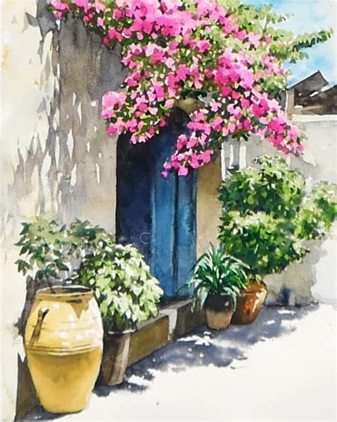 풍경수채화 햇살 가득한