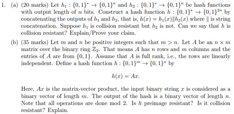 Solved A 20 Marks Let H1 0 1 0 1 N And Chegg Com