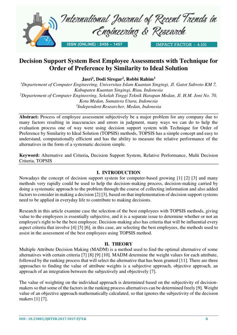 Pdf Decision Support System Best Employee Assessments With Technique For Order Of Preference