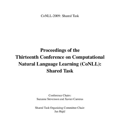 Proceedings Of The Thirteenth Conference On Computational Natural Language Learning Conll 2009