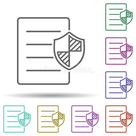 Document Protection Multi Color Icon Simple Thin Line Outline Vector Of Security Icons For Ui