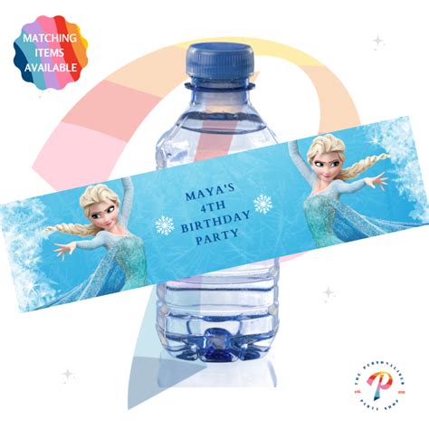 Elsa Princess Blue Ice Bottle Wrappers The Personalised Party Shop