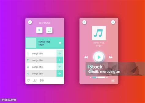모바일 음악 플레이어 Ui 템플릿 Mp3 플레이어에 대한 스톡 벡터 아트 및 기타 이미지 Mp3 플레이어 형판 음악