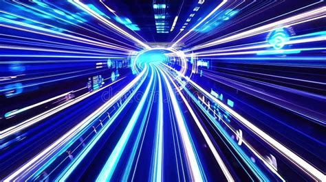 A High Speed Journey Through A Luminous Vortex Of Swirling Neon Data Streams Concentric Digital