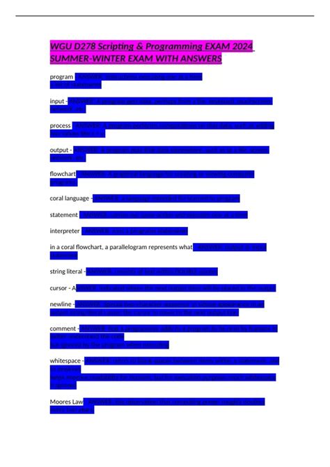 Wgu D278 Scripting And Programming Exam 2024 Summer Winter Exam With Answers Wgu D278 Scripting
