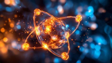 Glowing Atomic Structure With Dynamic Energy And Sparks Stock Illustration Illustration Of