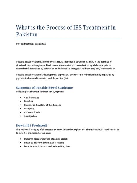 What Is The Process Of Ibs Treatment In Pakistan Pdf Irritable Bowel Syndrome Bloating