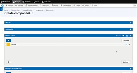 using the layout canvas to create layouts for templates and components