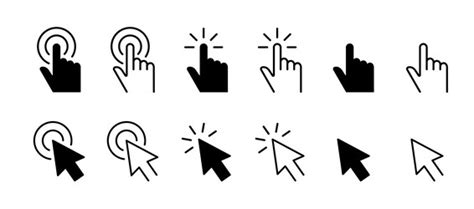 Mouse Click Cursor Set Hand Icon Royalty Free Vector Image