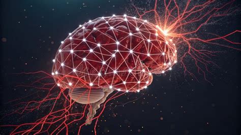 Human Brain Showing Its Neural Network And Electrical Activity Stock
