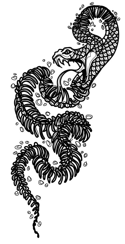 Tattoo Art Snake Remains But The Skeleton Drawing And Sketch 27429367 Vector Art At Vecteezy