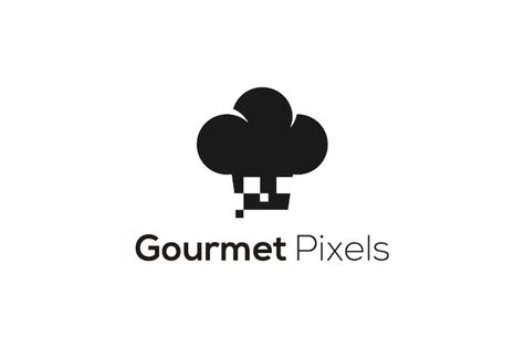 요리사 모자 로고 디자인 모션 픽셀 아이콘 기호 프리미엄 벡터