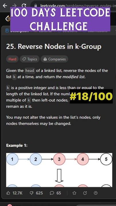 Day 18100 Leetcode Challenge 🚀 25 Reverse Nodes In K Group Coding Leetcodechallenge Youtube