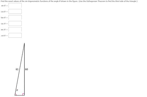 Solved Find The Exact Values Of The Six Trigonometric Chegg Com