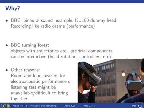 Using HRTFs For Virtual Sound Source Positioning Lecture Example Ppt