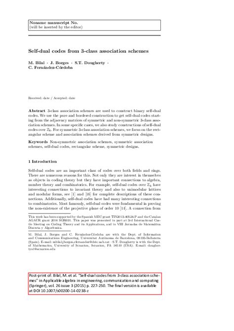 pdf self dual codes from 3 class association schemes