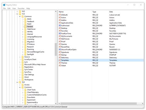 setting workgroup and personal template paths via gpo for office 2016 o365 cloud computing