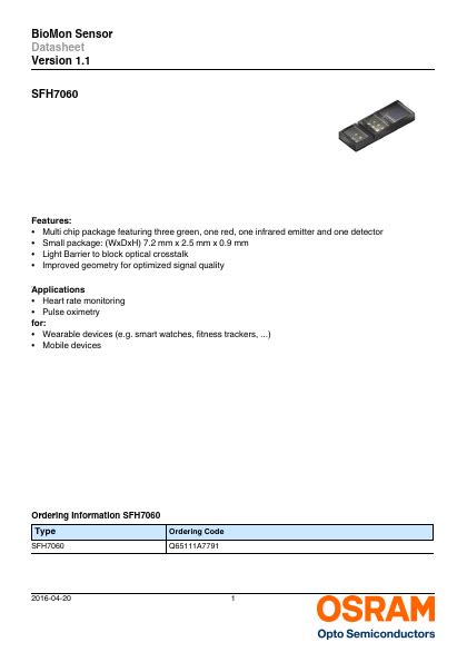 Sfh7060 Biomon Sensor Osram