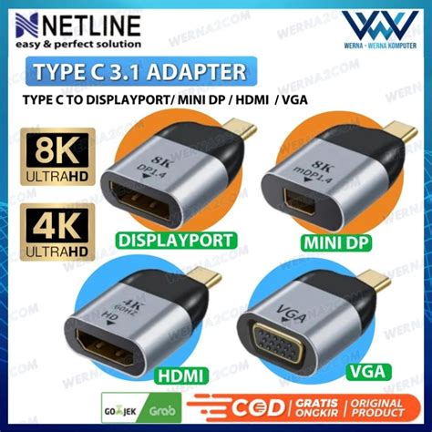 Jual Type C 3 1 Adapter Dongle To HDMI VGA DisplayPort Mini DP 8K 4K USB C Male To Female