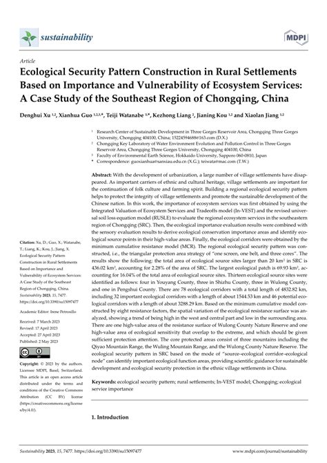 Pdf Ecological Security Pattern Construction In Rural Settlements