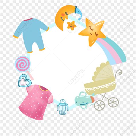 만화 핑크 아기 일러스트 스티커 테두리일각수하얀 Png 일러스트 무료 다운로드 Lovepik