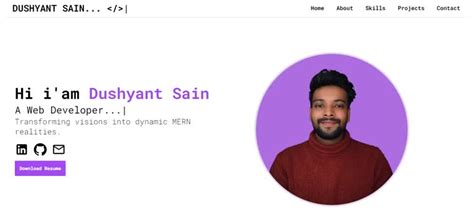 dushyant sain on linkedin portfolio mernstack netlify