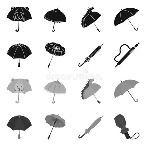 Isolated Object Of Protection And Closed Symbol Collection Of Protection And Rainy Stock Symbol