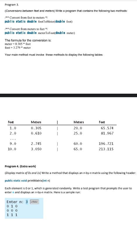 Solved Program 3 Conversions Between Feet And Meters