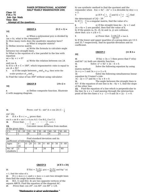 class 10 opt math pdf