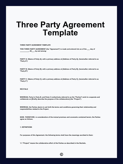 Three Party Agreement Template