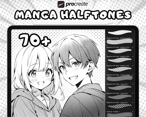Best 12 Procreate Manga Screentone Brushes Halftone Comic Brushes Procreate Halftone Textures