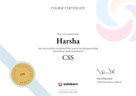 completed css from sololearn sree harsha alapati