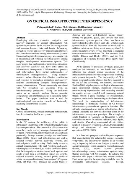 Pdf On Critical Infrastructure Interdependency