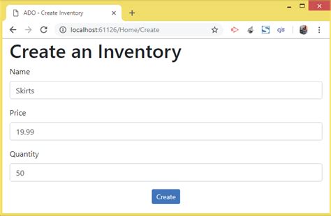 ADO NET Create Records In ASP NET Core