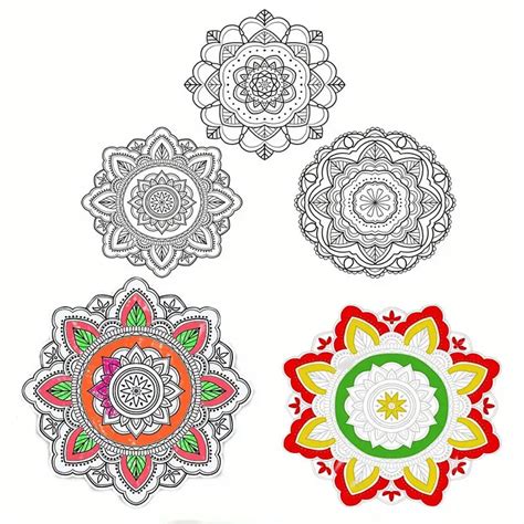 3개 포장된 글리터 만다라 꽃 스티커 재사용 가능한 폴리비닐 염소 플라스틱 표면용 자차 Diy 공예 벽 장식 Temu Republic Of Korea